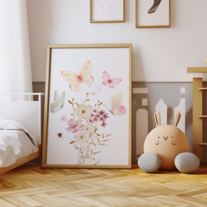 Wildflowers and Butterfly Print, Wildflowers Nursery, Butterfly Prints ...