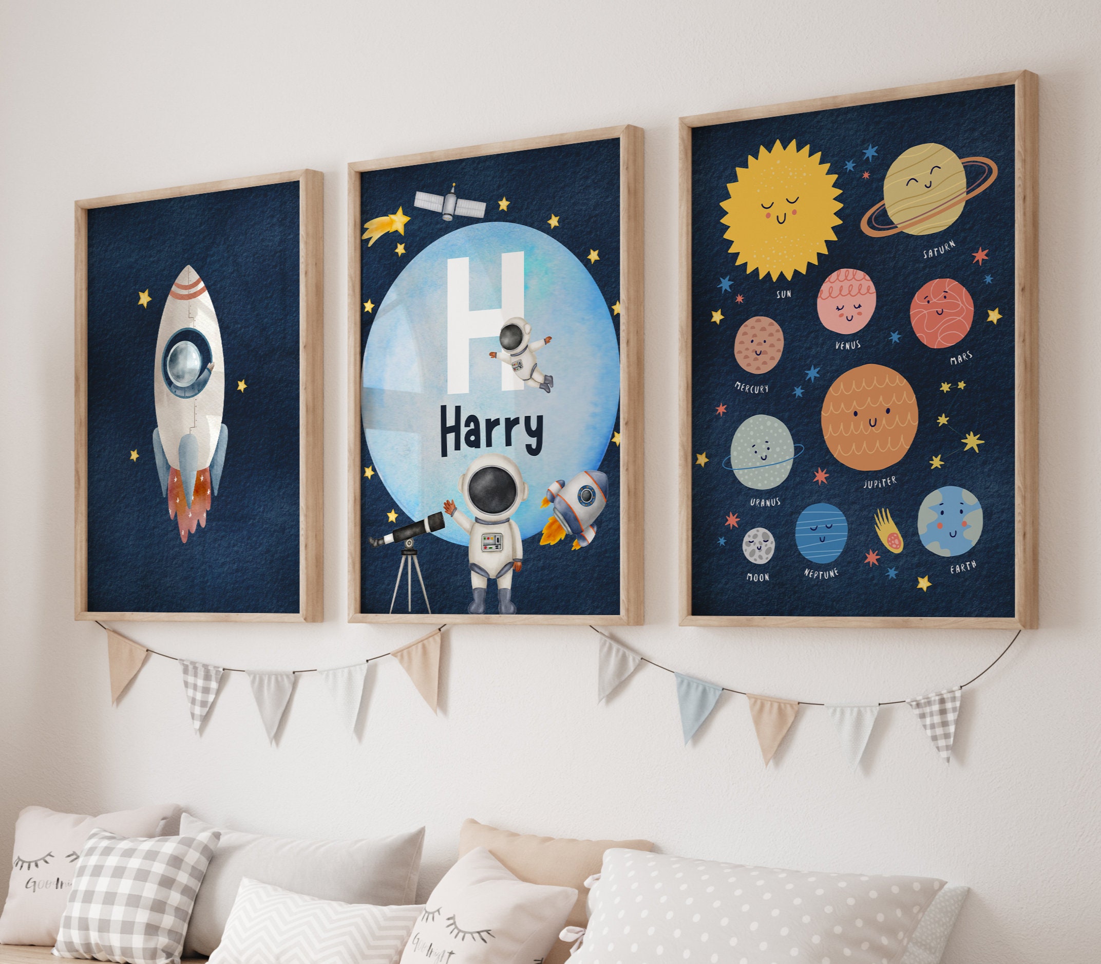 Personalized Space Nursery Print, Space Wall Art, Boys Nursery Decor ...