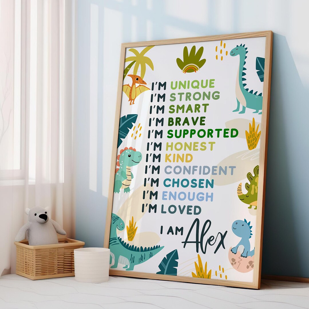 Dinosaur Prints, Dinosaur Nursery Print, Affirmation for Kids ...
