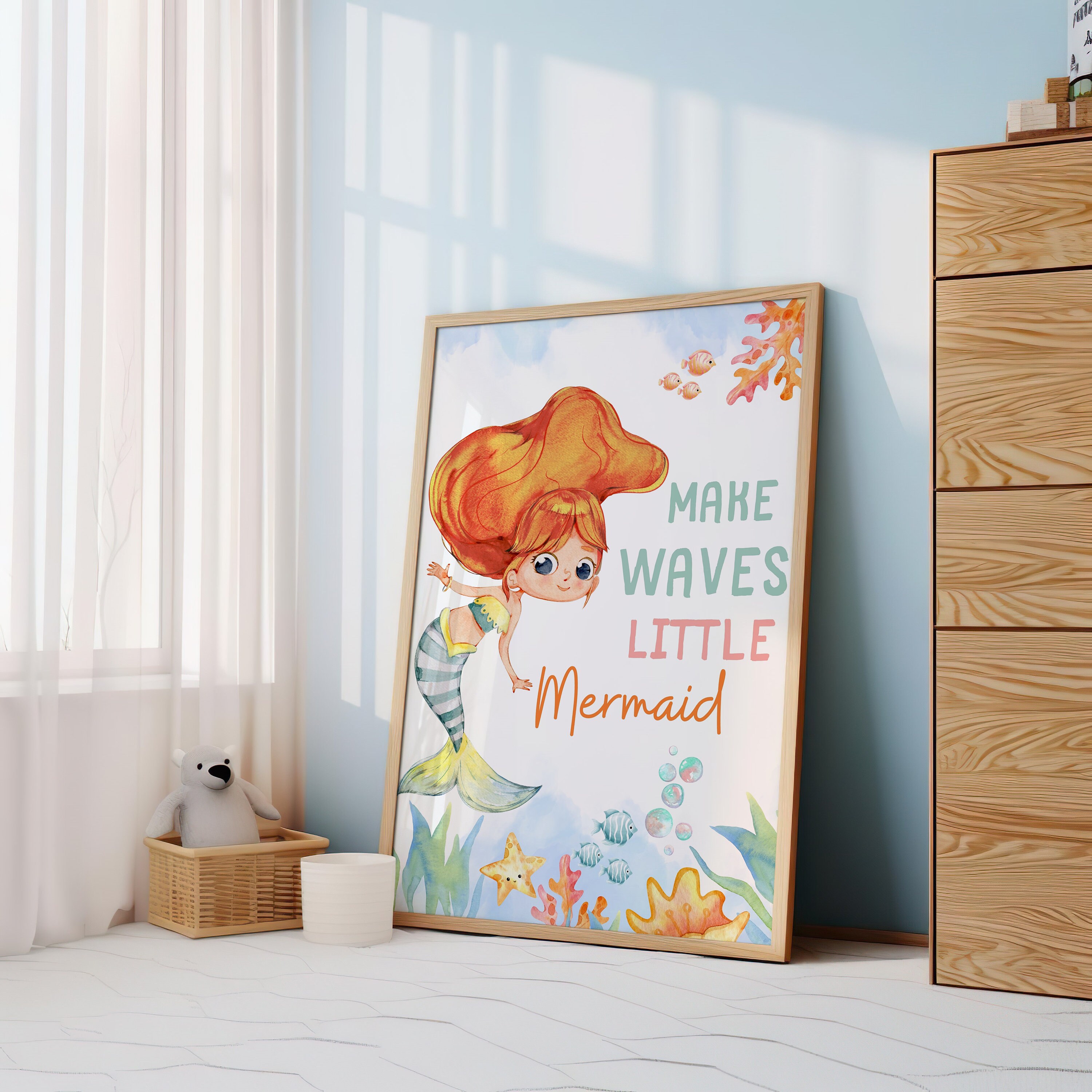 Personalized Mermaid Print Set, Mermaid Nursery Print, Girls Mermaid ...