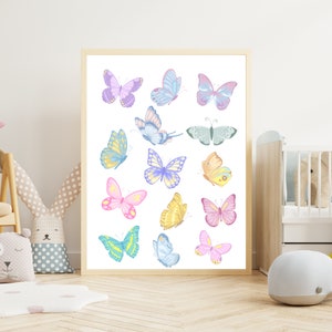 Pastel Butterfly Nursery Print, Butterfly Wall Art, Butterfly Prints ...