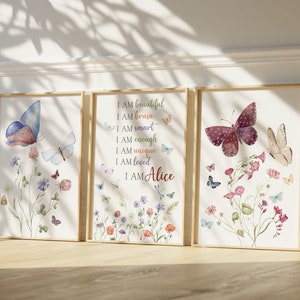 Wildflowers and Butterfly Prints, Affirmation for Kids, Floral Nursery ...