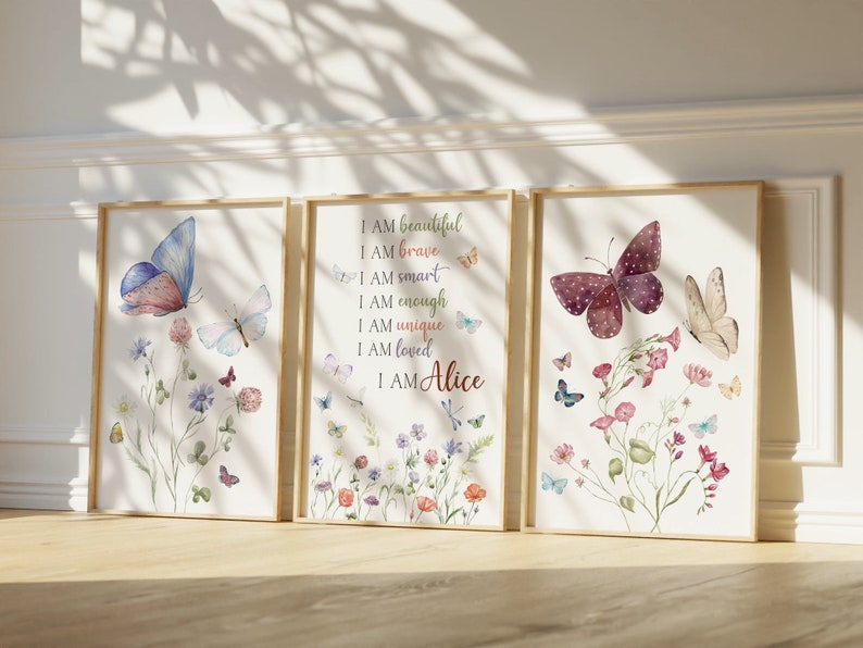 Wildflowers and Butterfly Prints, Affirmation for Kids, Floral Nursery ...