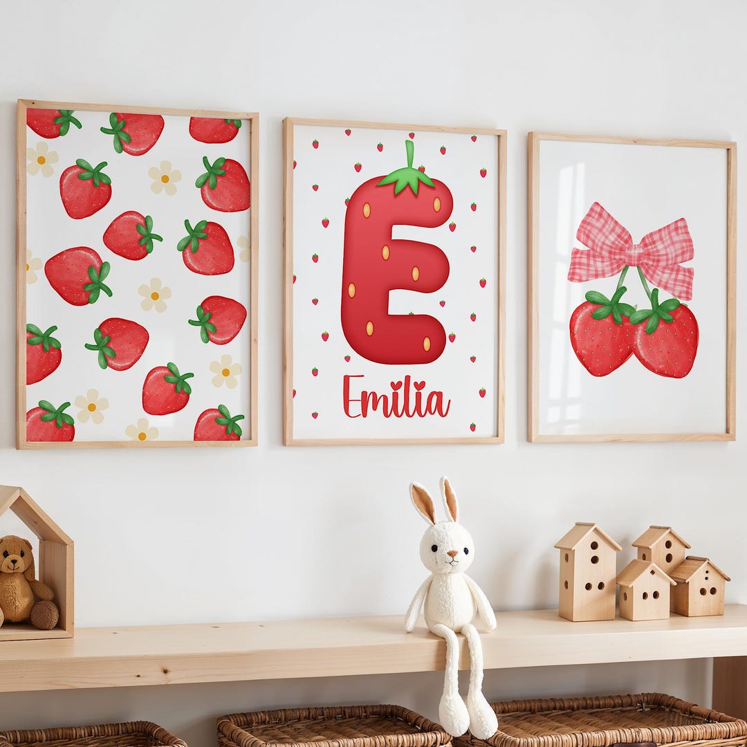 Strawberry Prints, Strawberry Nursery, Strawberry Theme Room ...
