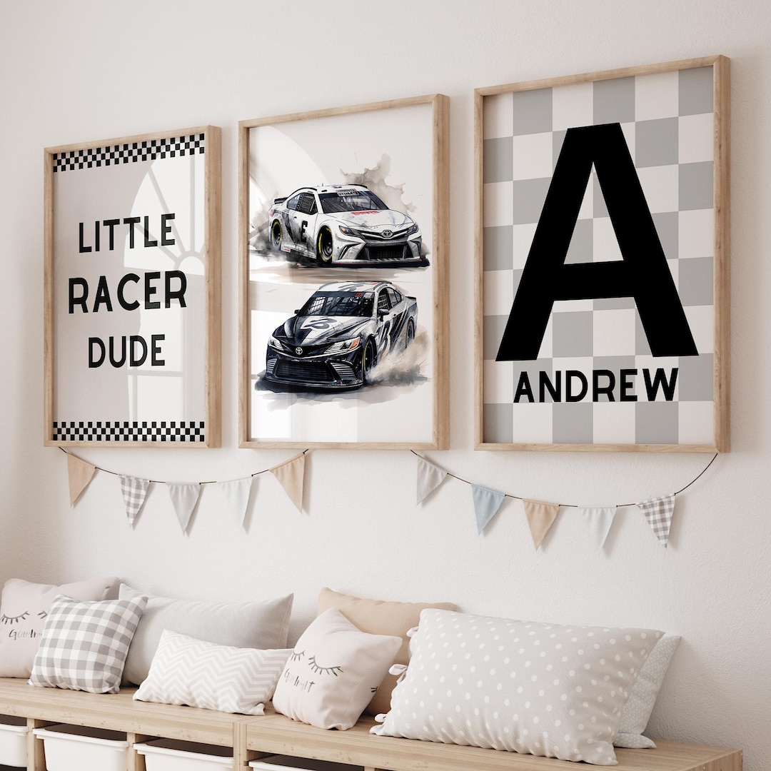 Racing Car Nursery Prints, Race Car Prints, Little Racer Dude, Boy ...