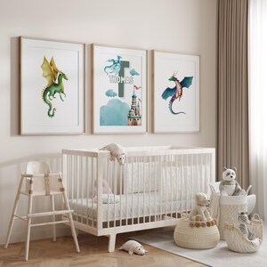 Personalized Dragon Nursery Prints, Dragon Nursery Decor, Mythical ...