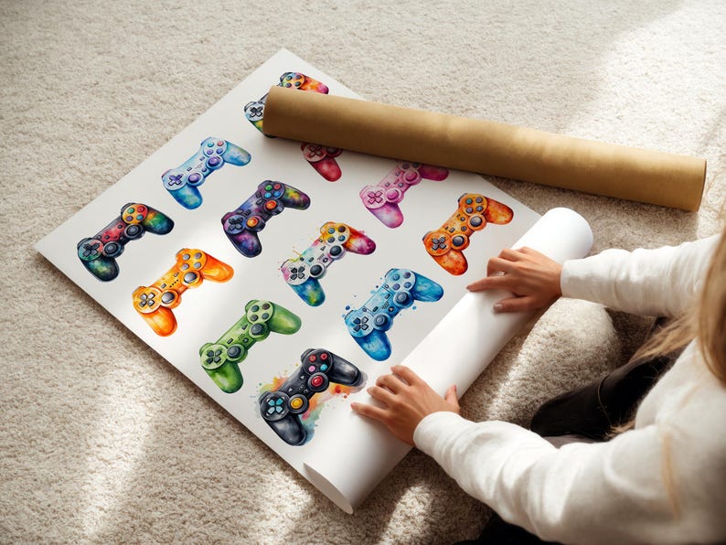 Game Controller Print, Gaming Poster, Gamer Gift for Boys, Gamer Wall ...