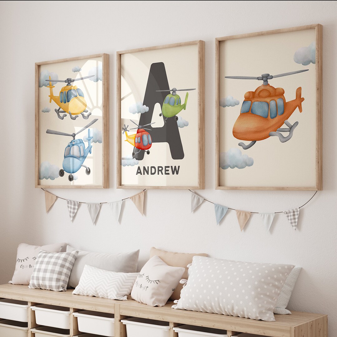 Helicopter Prints, Helicopter Nursery Decor, Boys Nursery Prints, Boys ...