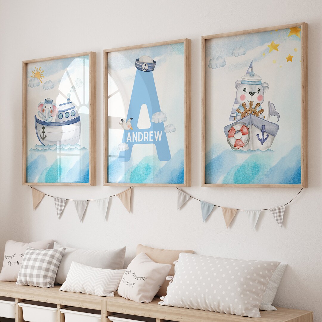 Sailor Prints, Nautical Nursery Print, Elephant Prints, Ocean Theme ...
