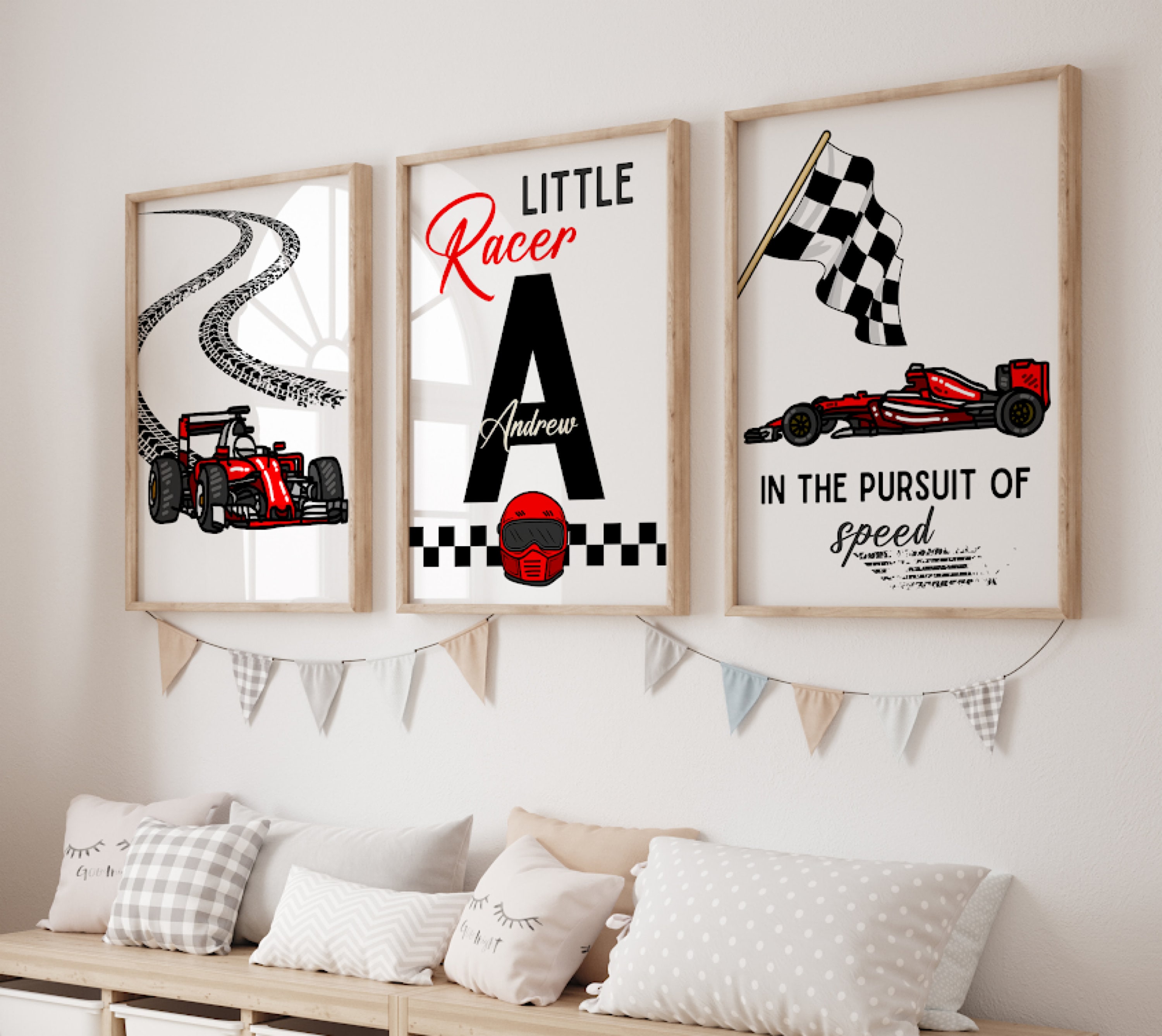 Racing Car Nursery Prints, Boy Playroom Printable, Cars Wall Art, Car ...
