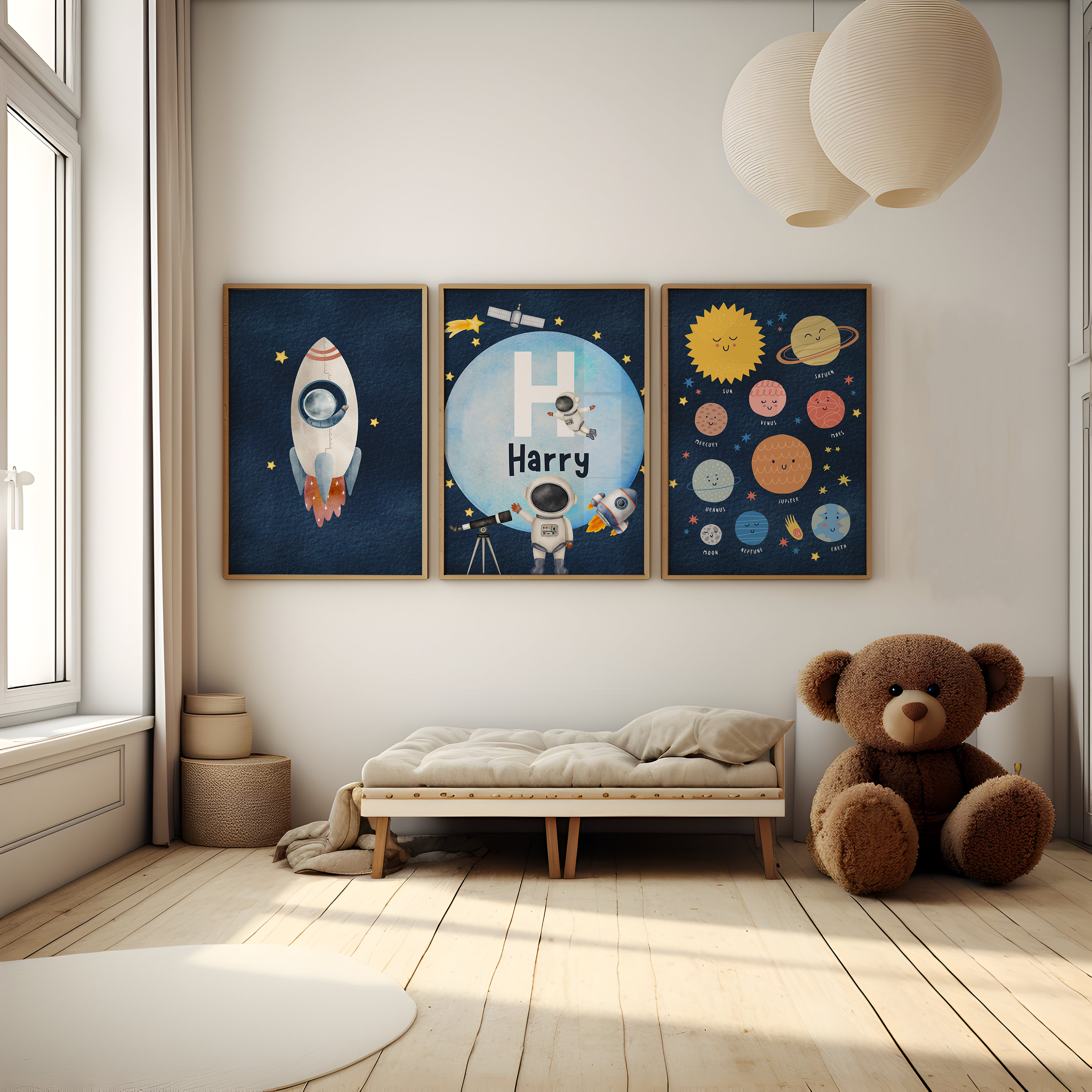 Personalized Space Nursery Print, Space Wall Art, Boys Nursery Decor ...