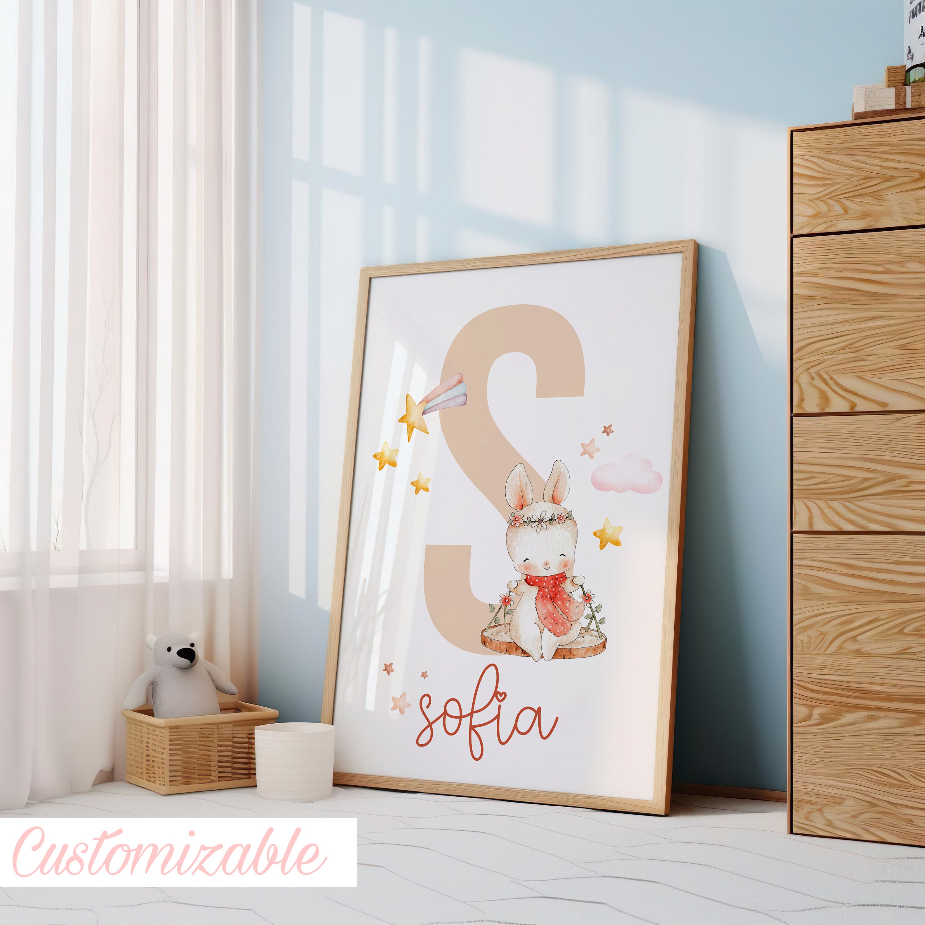 Bunny Nursery Wall Art, Bunny Nursery Decor, Watercolor Bunny Nursery ...