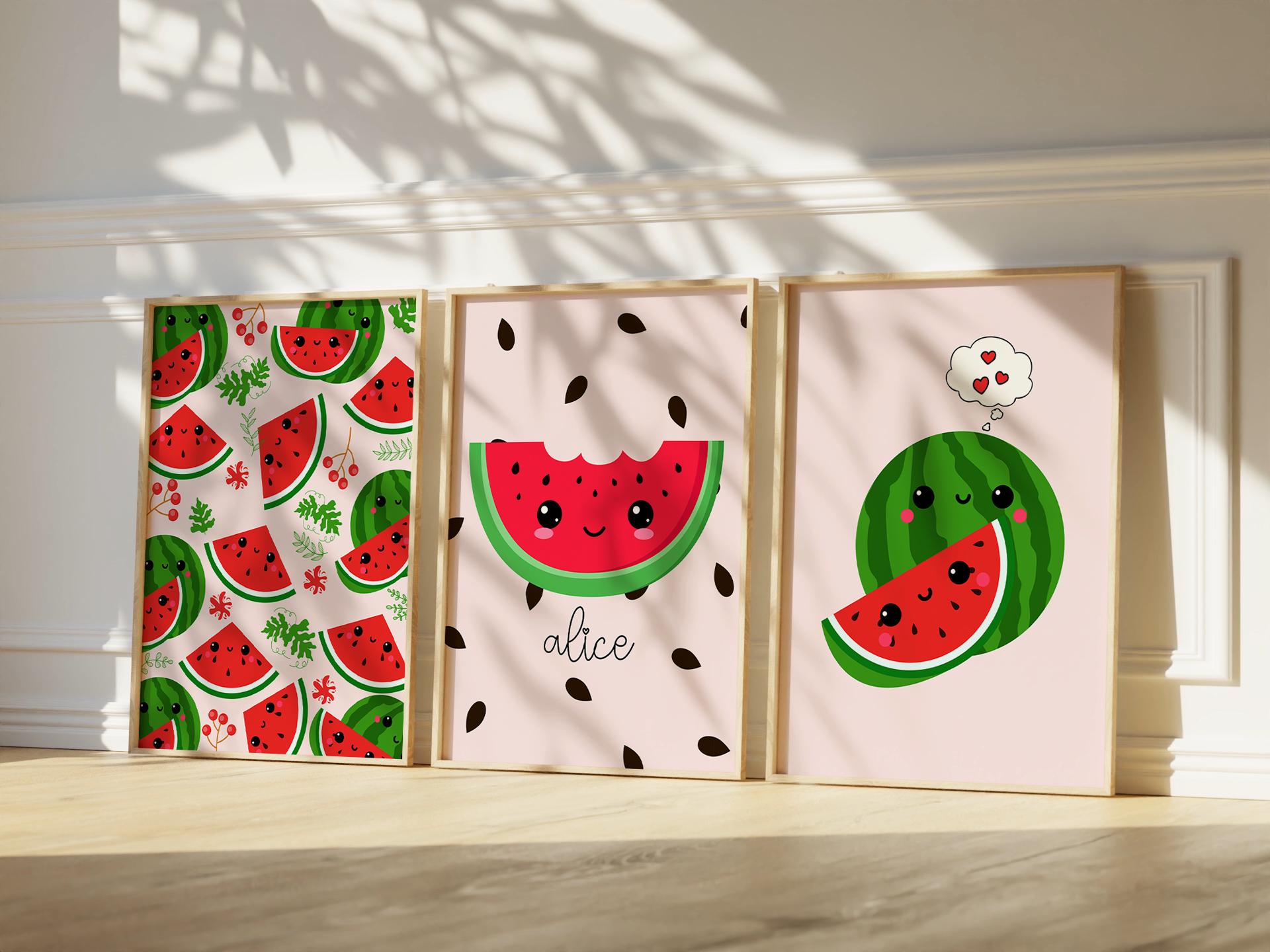 Watermelon Prints, Watermelon Wall Art, Watermelon Nursery, Red Green ...