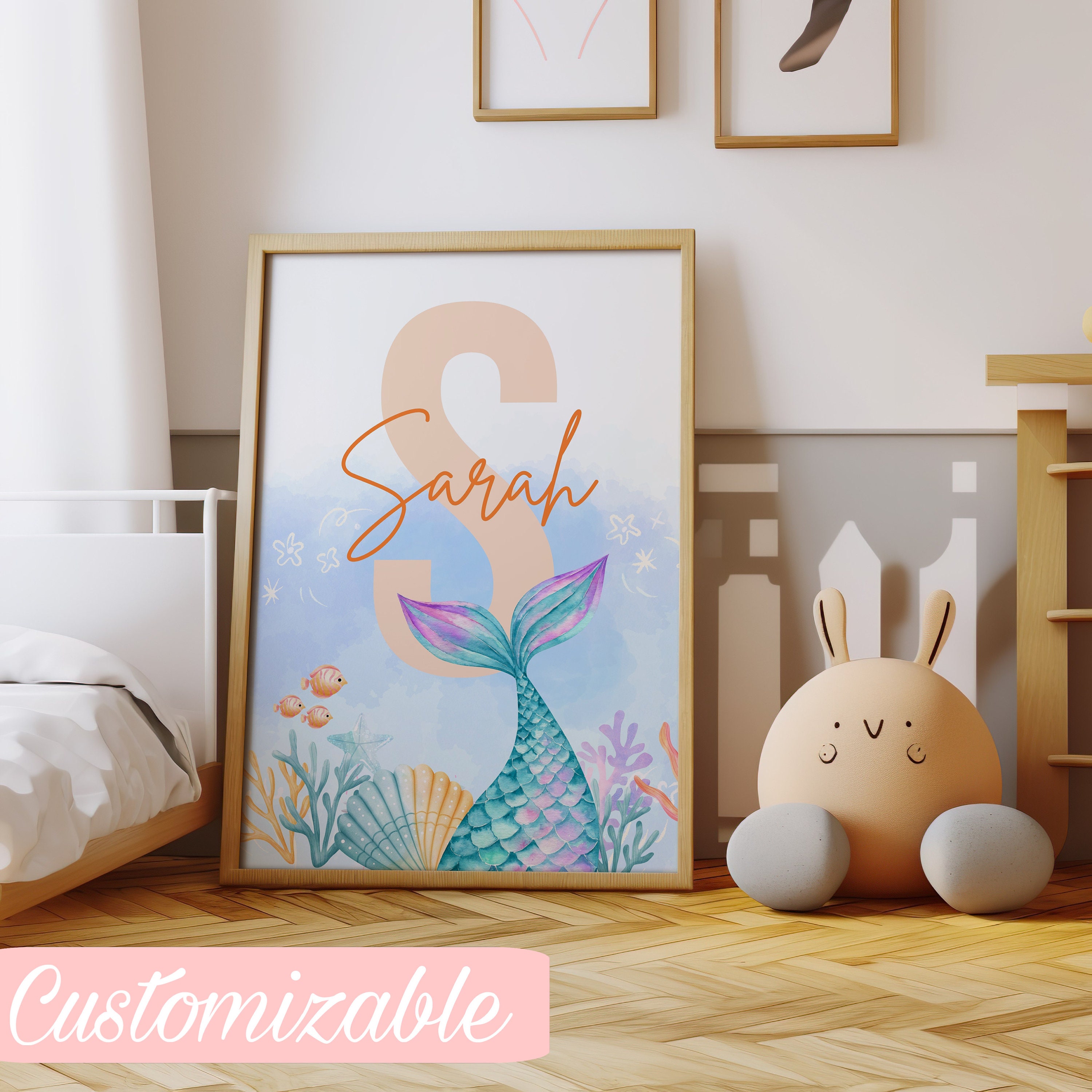 Personalized Mermaid Print Set, Mermaid Nursery Print, Girls Mermaid ...