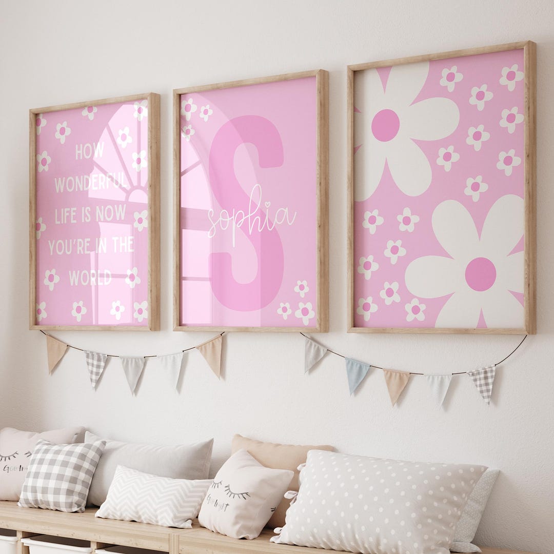 Pink Daisy Print, Daisy Nursery Print, Daisy Decor Room, Pink Nursery ...