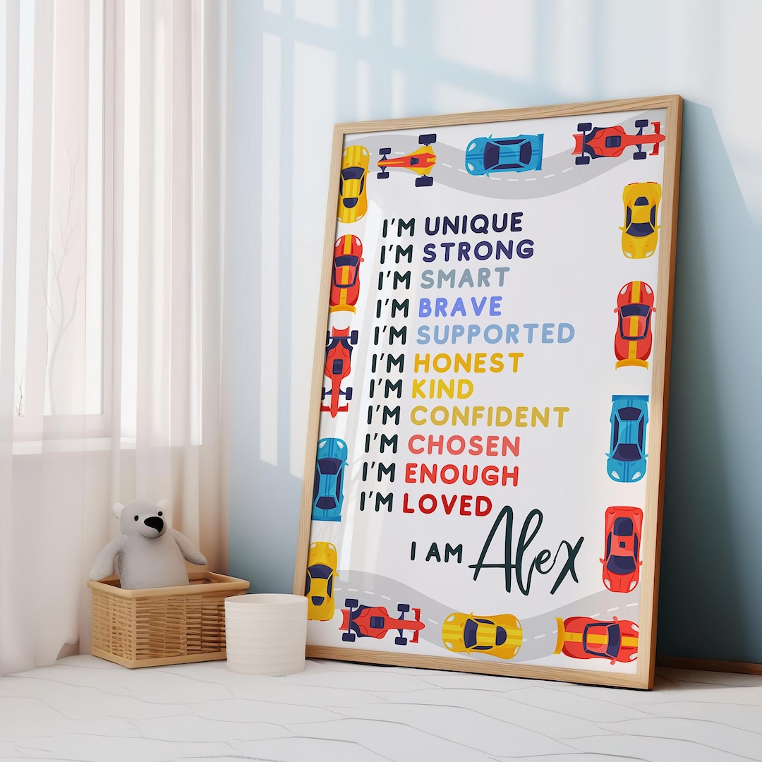 Racing Car Nursery Prints, Affirmation for Kids, Race Car Print, Car ...