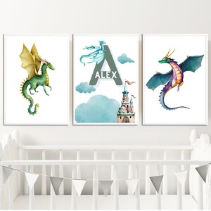 Personalized Dragon Nursery Prints, Dragon Nursery Decor, Mythical ...