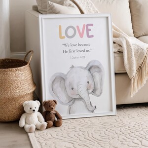 Set of 6 Safari Animal Bible Verse Print, Christian Nursery Decor ...