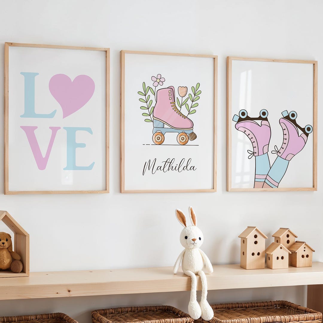 Roller Skate Prints, Roller Skate Wall Art, Roller Skater Girls Bedroom ...