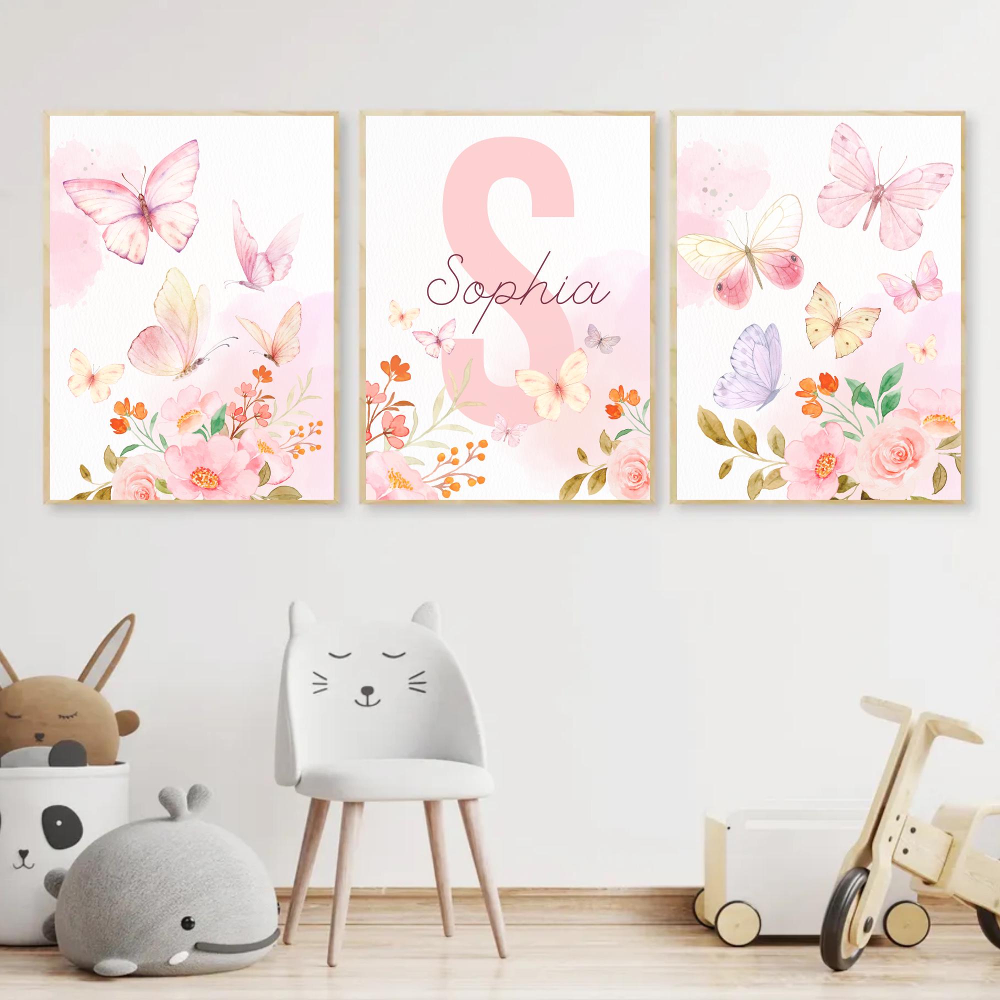 Butterfly Prints, Butterfly Nursery Print, Butterfly and Flowers Print ...