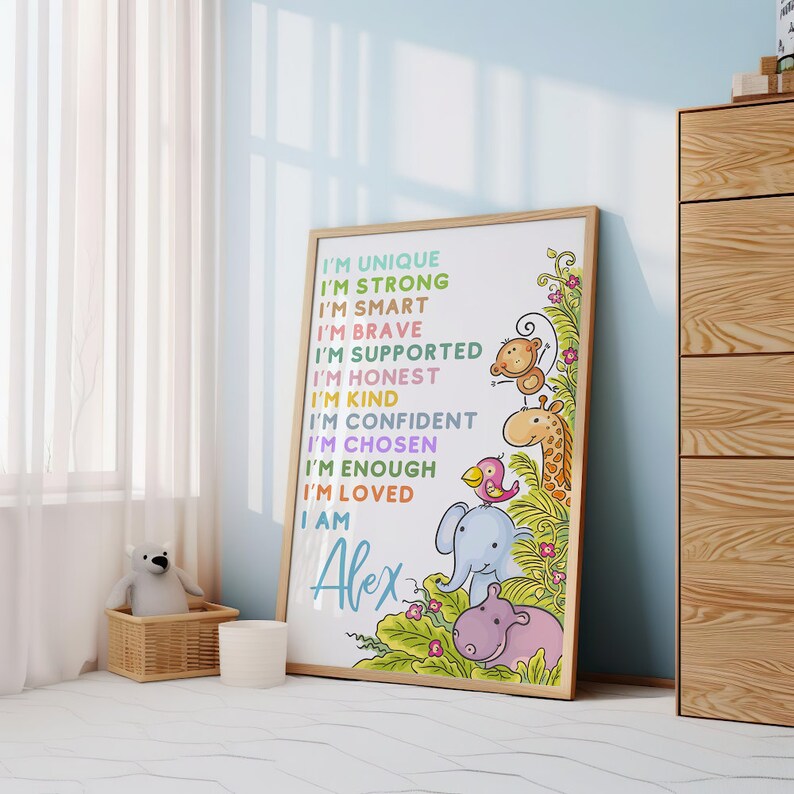 Custom Affirmation Nursery Print, Baby Animal Nursery Print ...
