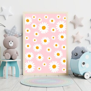 Personalized Daisy Wall Art, Daisy Nursery Decor, Pink Nursery Decor ...
