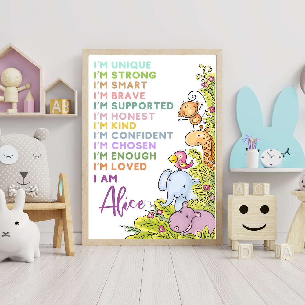 Custom Affirmation Nursery Print, Baby Animal Nursery Print ...
