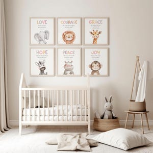 Set of 6 Safari Animal Bible Verse Print, Christian Nursery Decor ...