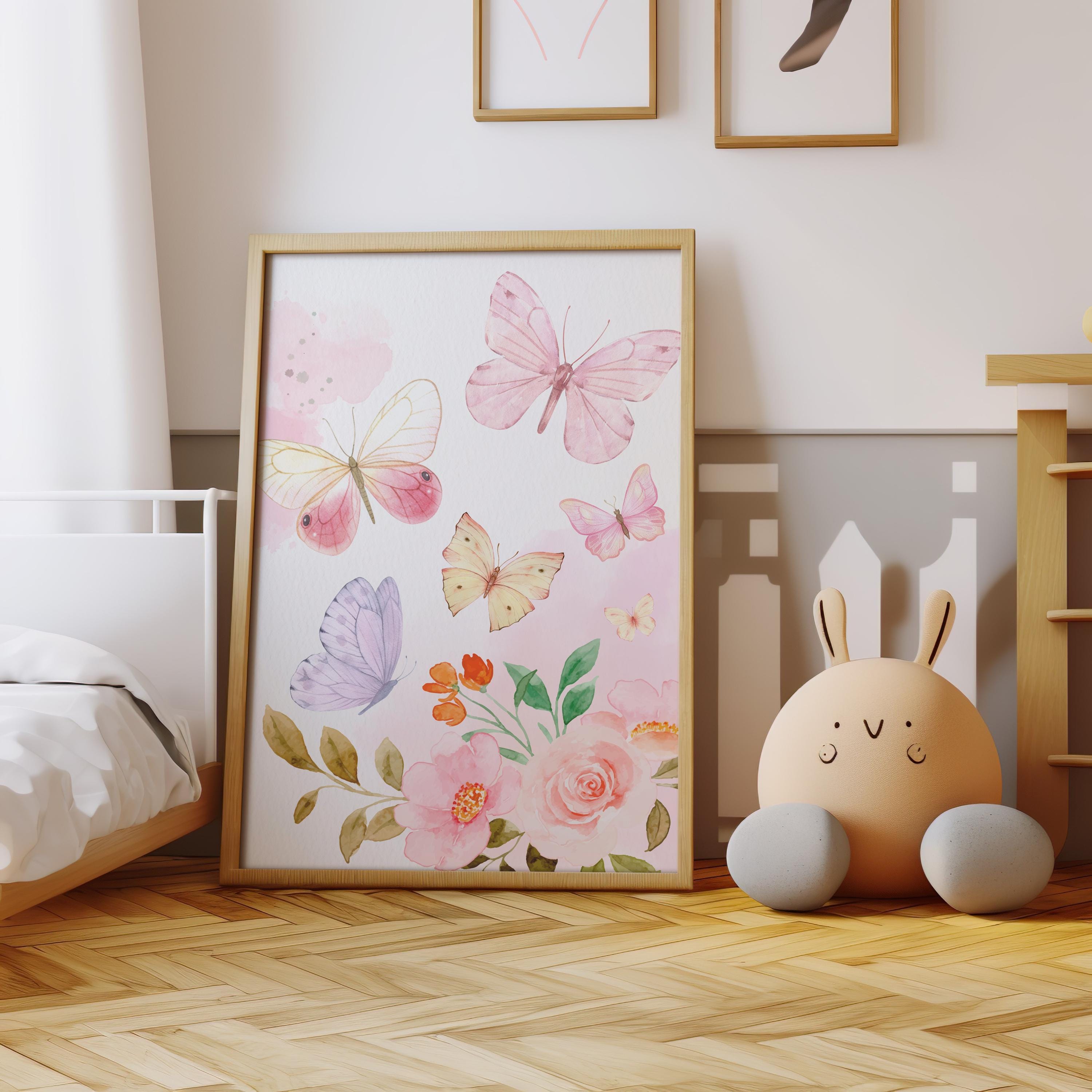 Butterfly Prints, Butterfly Nursery Print, Butterfly and Flowers Print ...