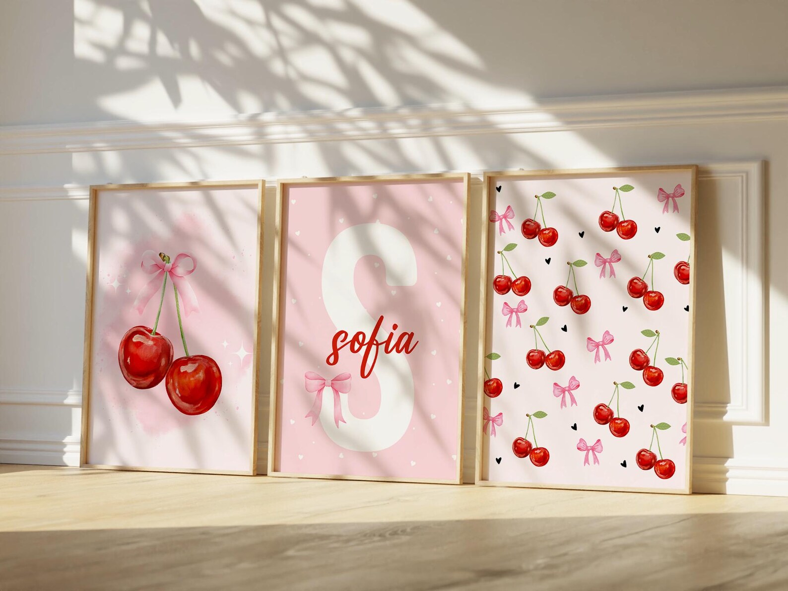 Cherry Prints, Pink Bow Print, Pink Coquette Wall Art, Bow Nursery ...