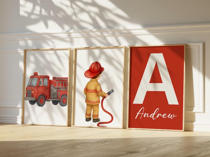 Personalized Fire Truck Nursery Art, Fireman Decor (digital Download ...