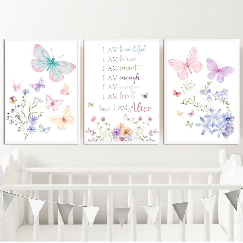 Pastel Butterfly Prints, Butterfly Affirmation Print, Butterfly Nursery ...