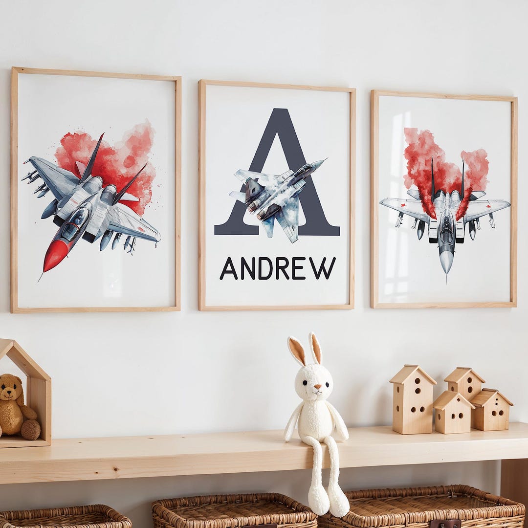 Fighter Jet Boys Room Decor, Military Jet Print, Aviation Themed Room ...