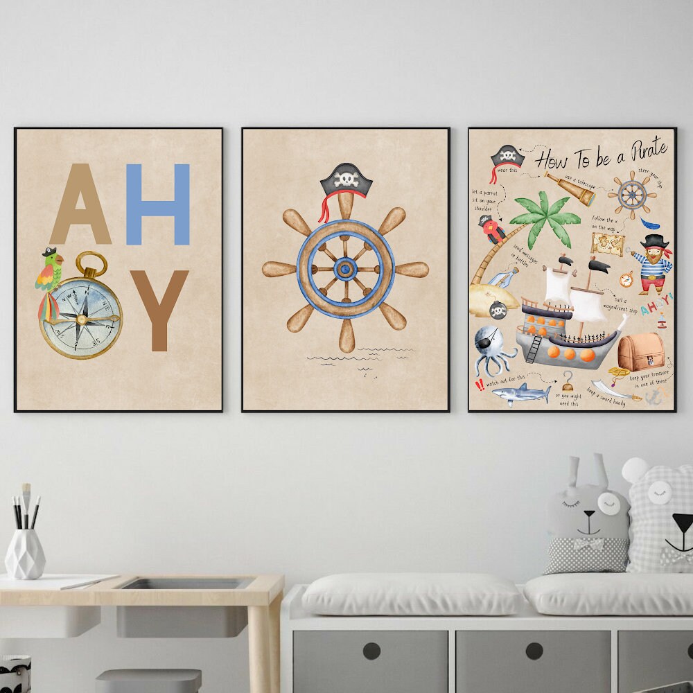 Pirate Nursery Print, Pirate Bedroom Decor, Pirate Kids Print, How to ...