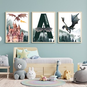 Personalized Dragon Nursery Prints, Dragon Nursery Decor, Mythical ...