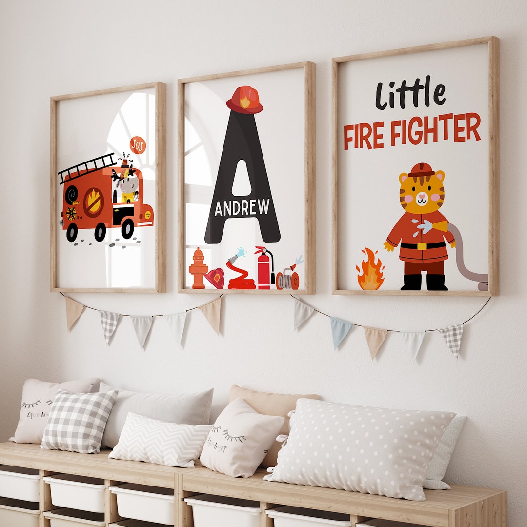 Rescue Vehicle Fire Truck Set of 3 Prints, Fire Fighter Prints, Fire ...
