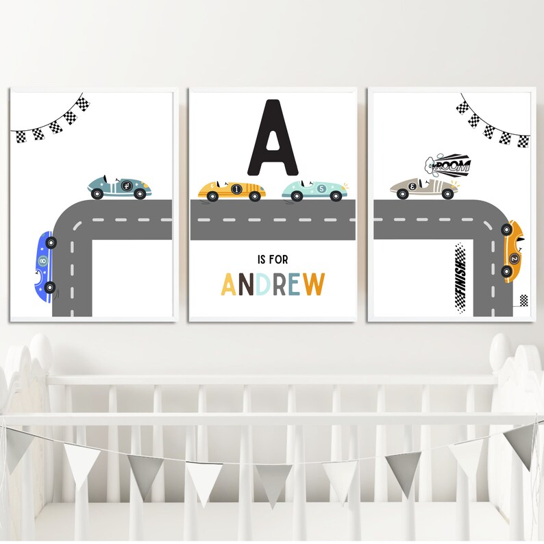 Race Car Nursery Prints, Cars Print, Racing Car Nursery, Cars Wall Art ...