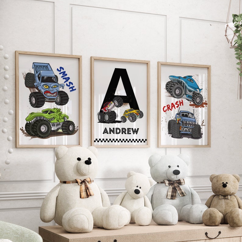 Monster Truck Prints, Monster Truck Wall Art, Boys Room Car Decor, Baby ...