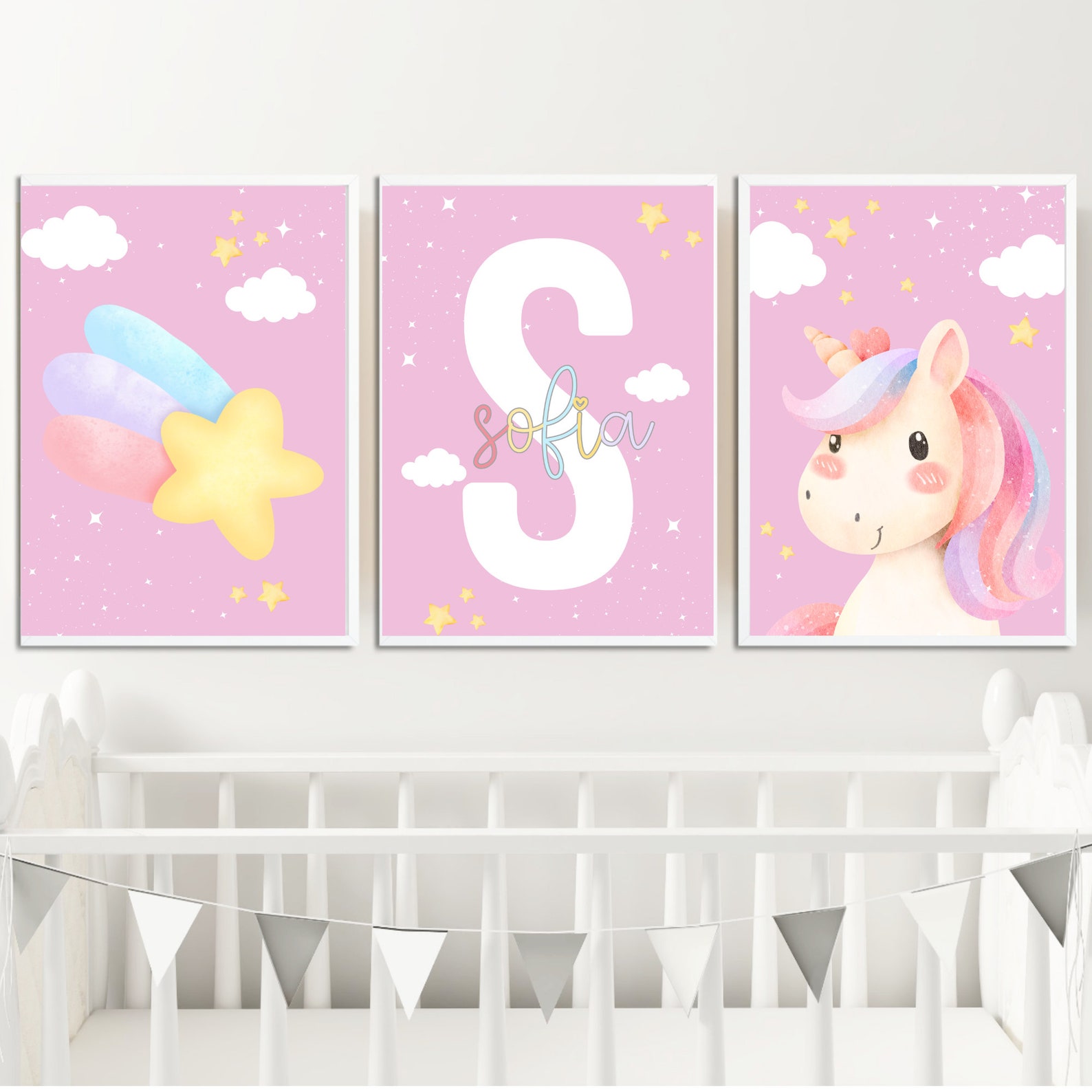 Unicorn Nursery Print, Unicorn Room Decor, Rainbow Nursery, Rainbow ...