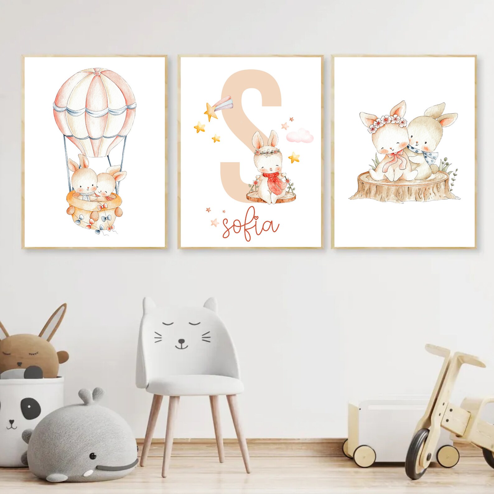 Bunny Nursery Wall Art, Bunny Nursery Decor, Watercolor Bunny Nursery ...