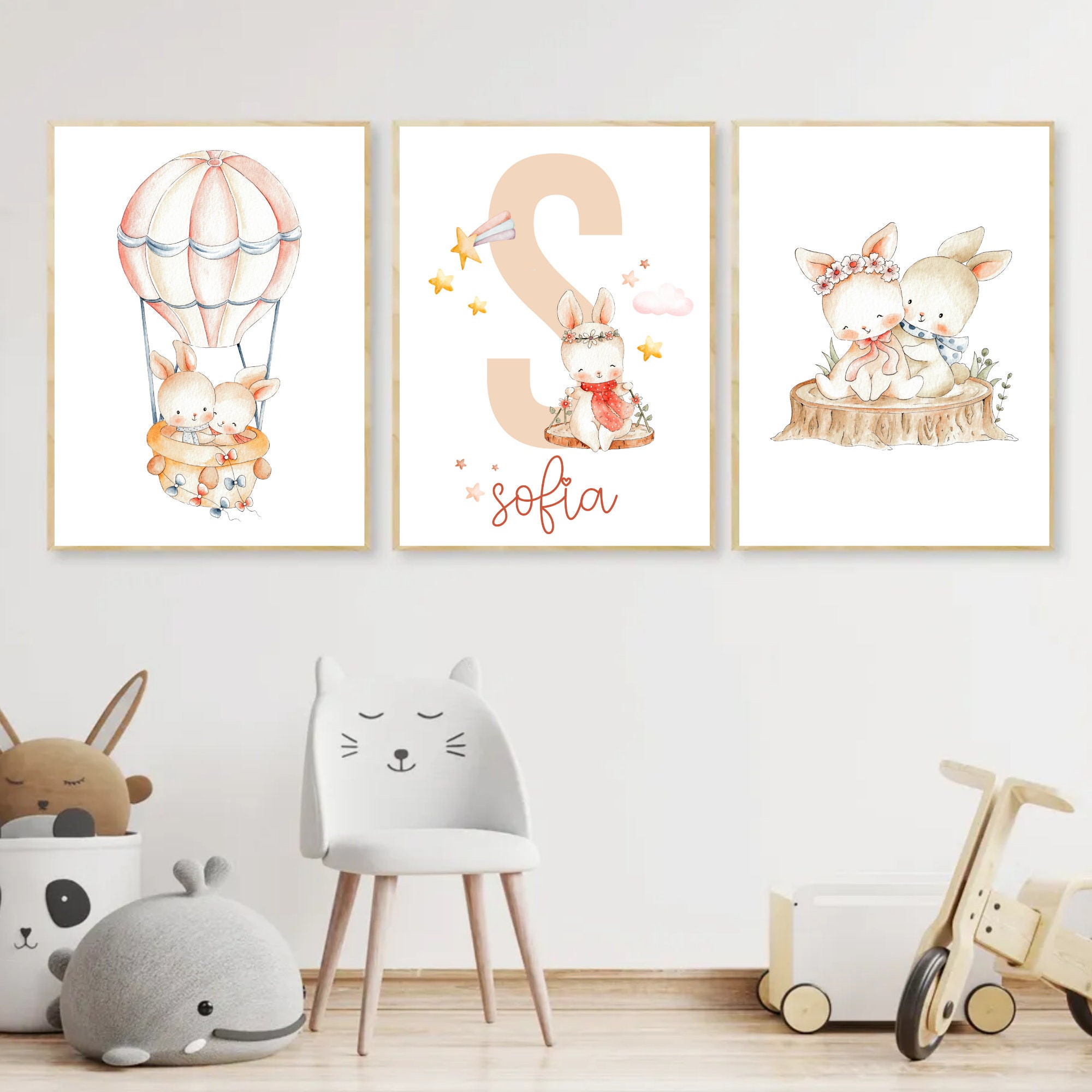 Bunny Nursery Wall Art, Bunny Nursery Decor, Watercolor Bunny Nursery ...