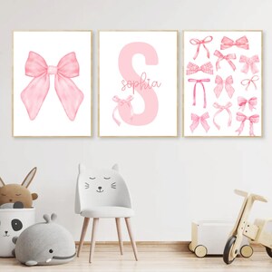 Pink Bows Print, Bows Nursery Decor, Bows Decor, Pink Coquette Print ...