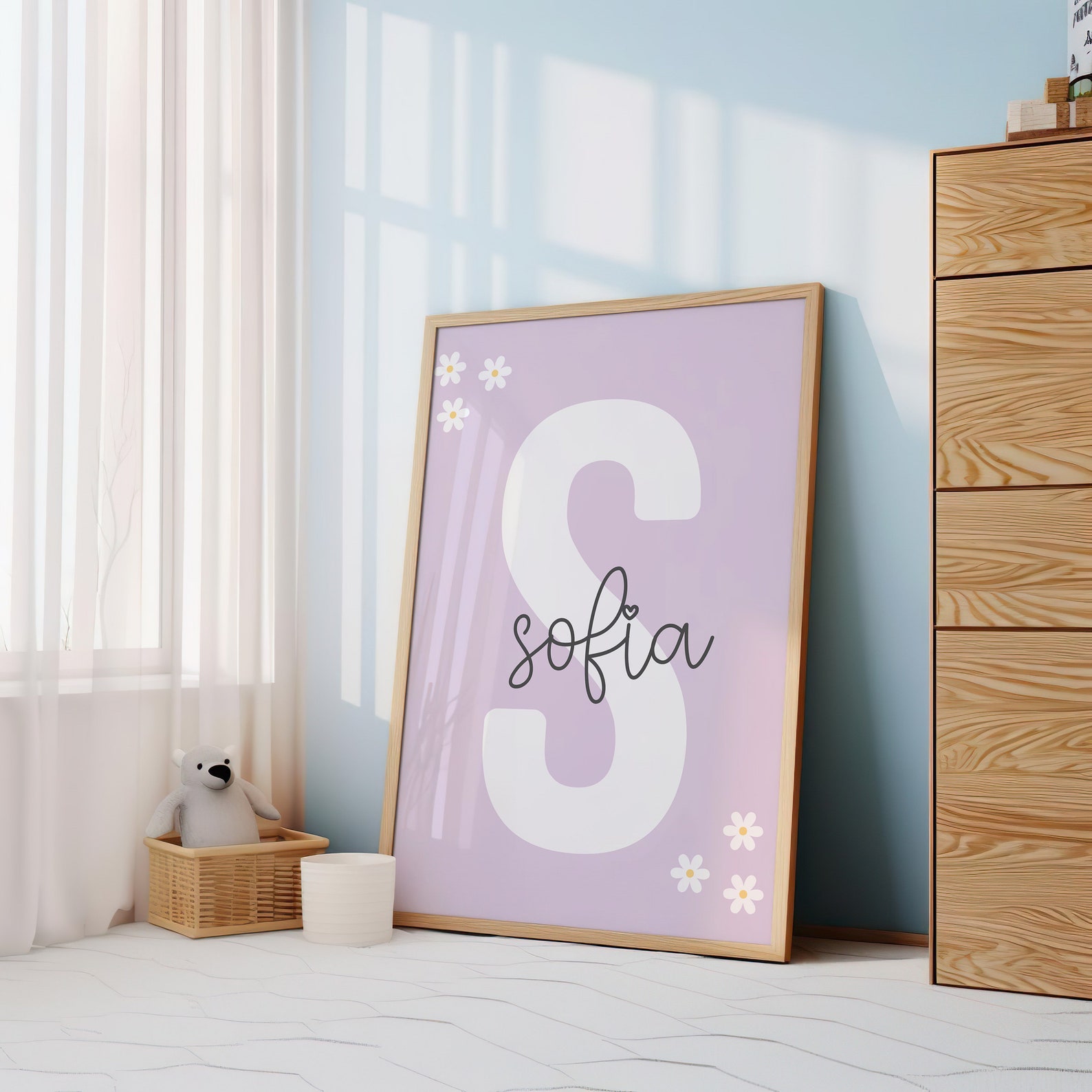 Daisy Print Set of 3, Daisy Wall Art, Daisy Room Decor, Purple Nursery ...