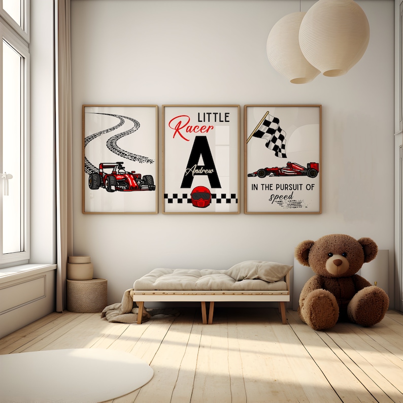 Racing Car Nursery Prints, Boy Playroom Printable, Cars Wall Art, Car ...