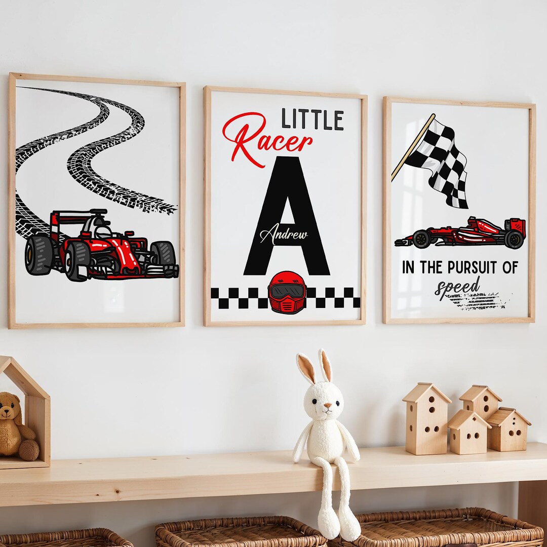 Racing Car Nursery Prints, Boy Playroom Printable, Cars Wall Art, Car ...