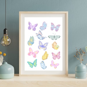 Pastel Butterfly Nursery Print, Butterfly Wall Art, Butterfly Prints ...