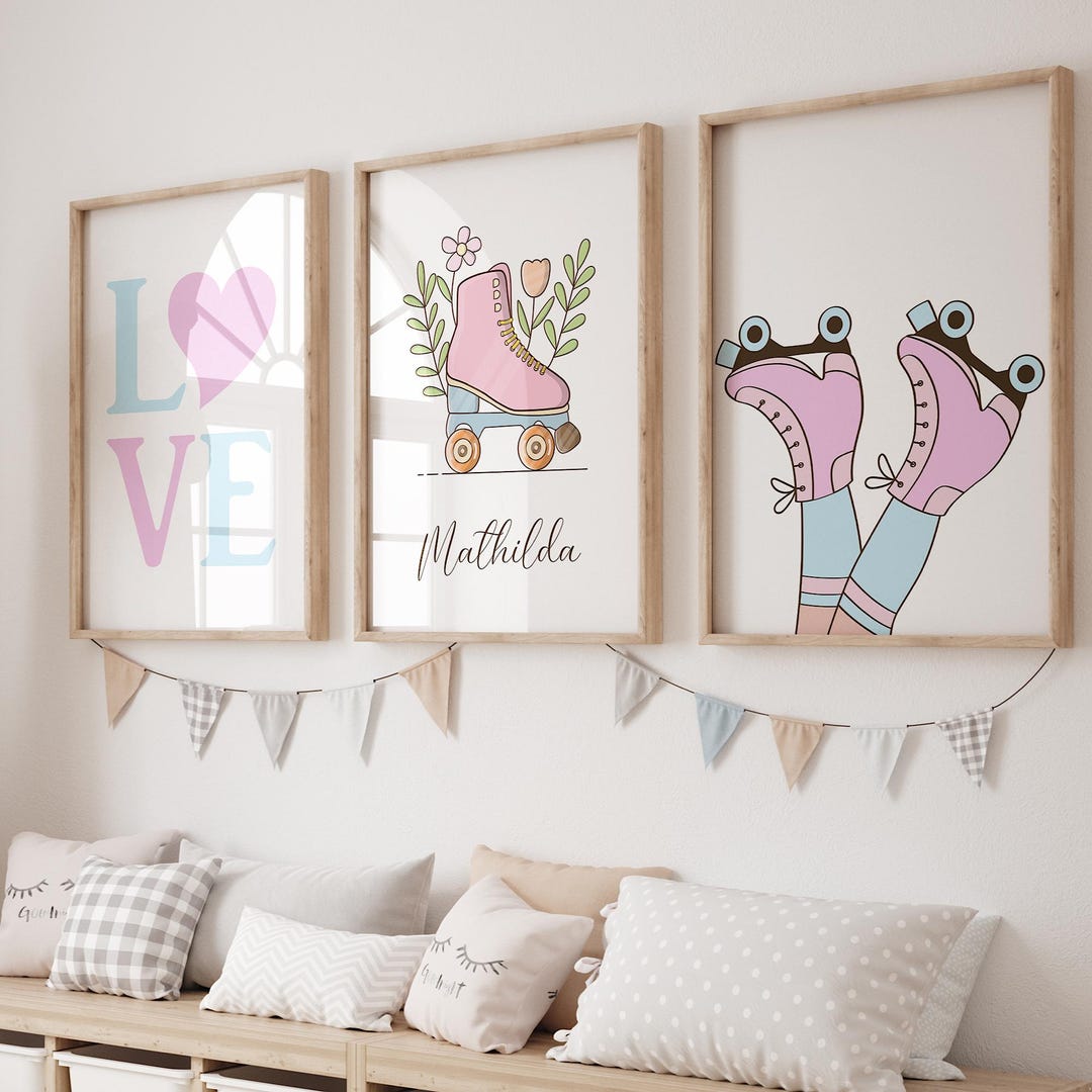 Roller Skate Prints, Roller Skate Wall Art, Roller Skater Girls Bedroom ...