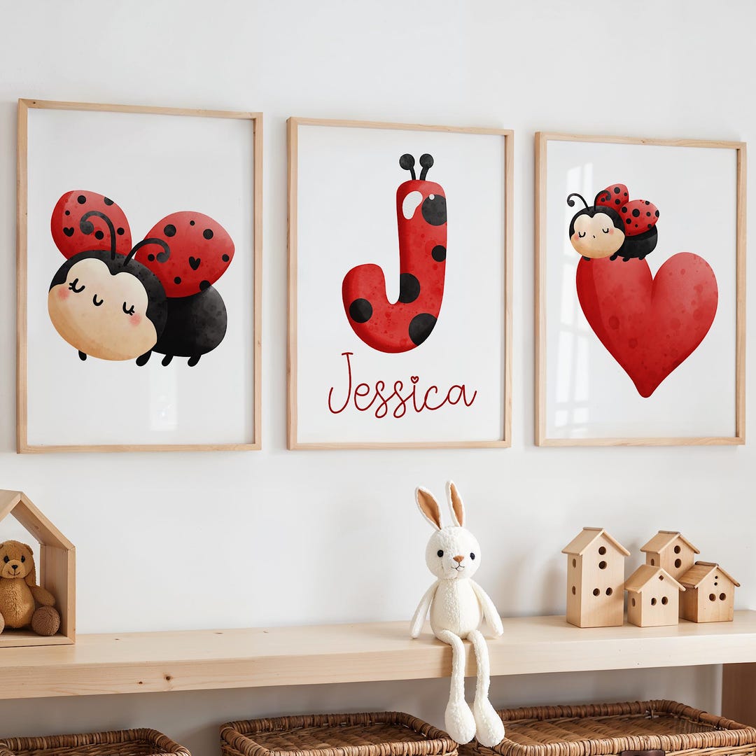 Ladybug Wall Art, Ladybug Prints, Ladybug Nursery Decor, Ladybug Decor ...