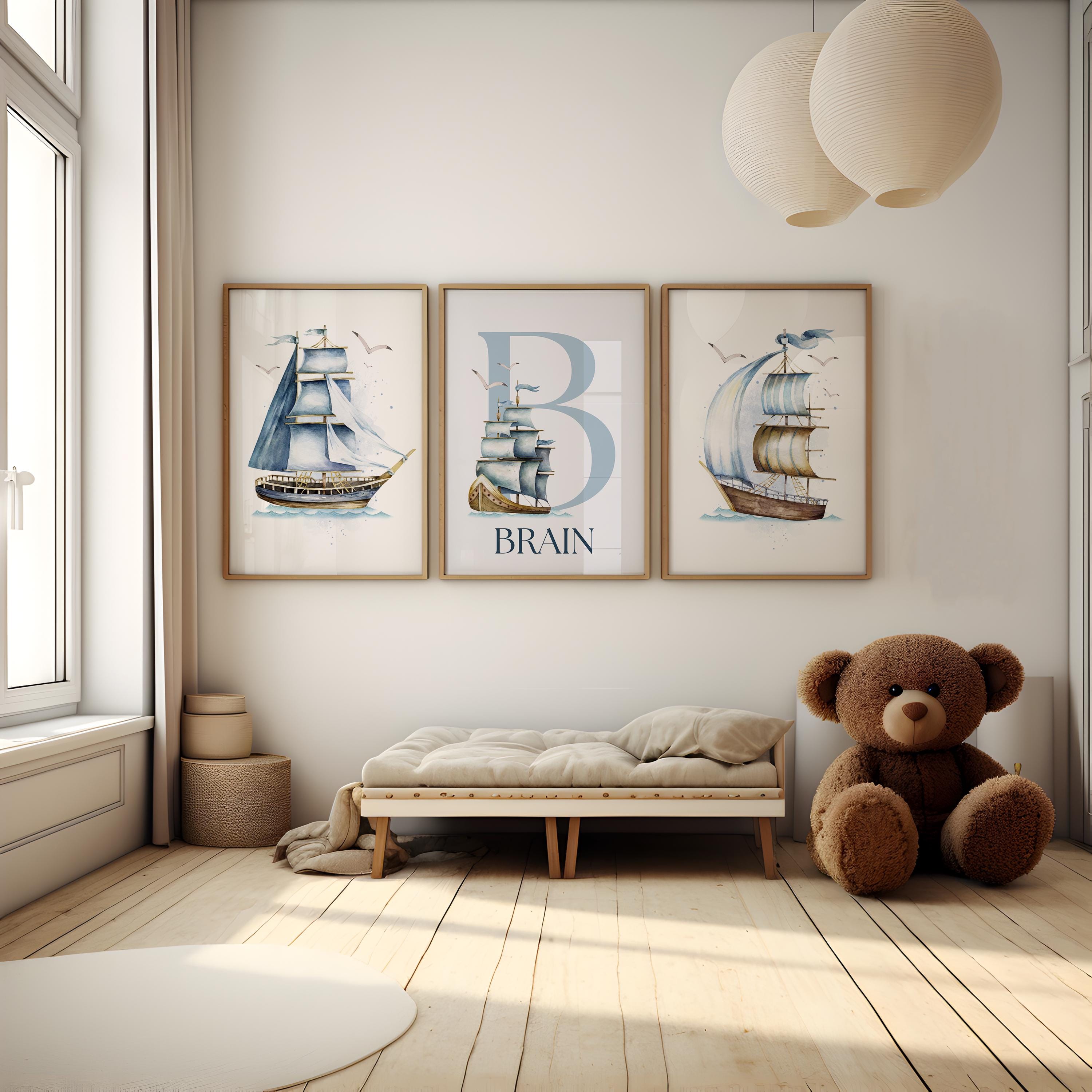 Sailor Nursery Prints, Sailing Ship Prints, Nautical Baby Room ...