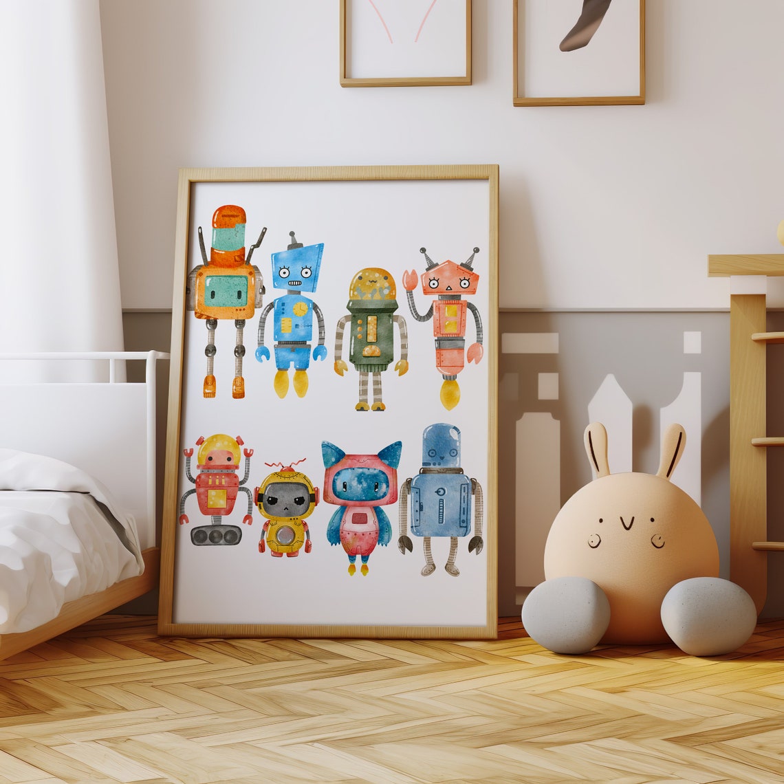 Personalized Robot Wall Art, Robot Prints, Playroom Decor, Robot ...